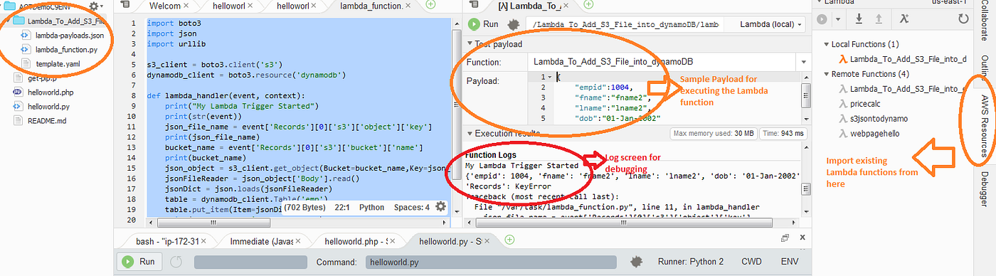 How to setup AWS Cloud9 IDE for phython php and Lambda | by awsontop education | Medium
