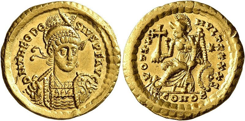 Theodosius II, Emperor of Rome. A long reign, but he started young ...