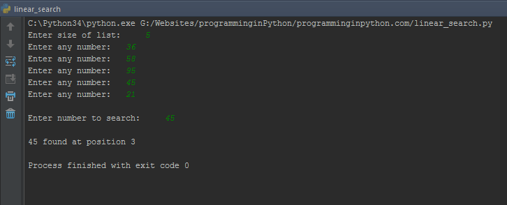 Python Program To Implement Linear Search Algorithm By Avinash Nethala Programminginpython 0770