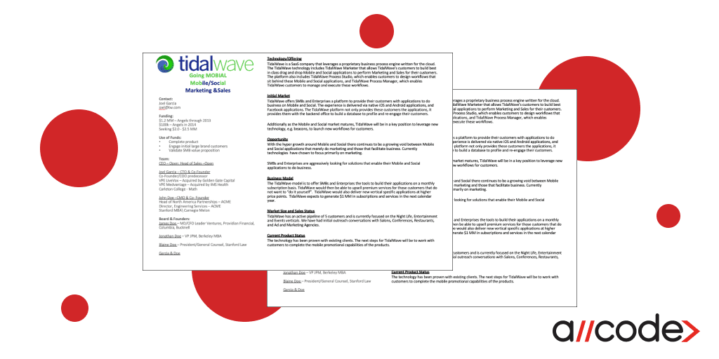 Create a One-Pager to Pitch your Startup | by Travor House | AllCode ...