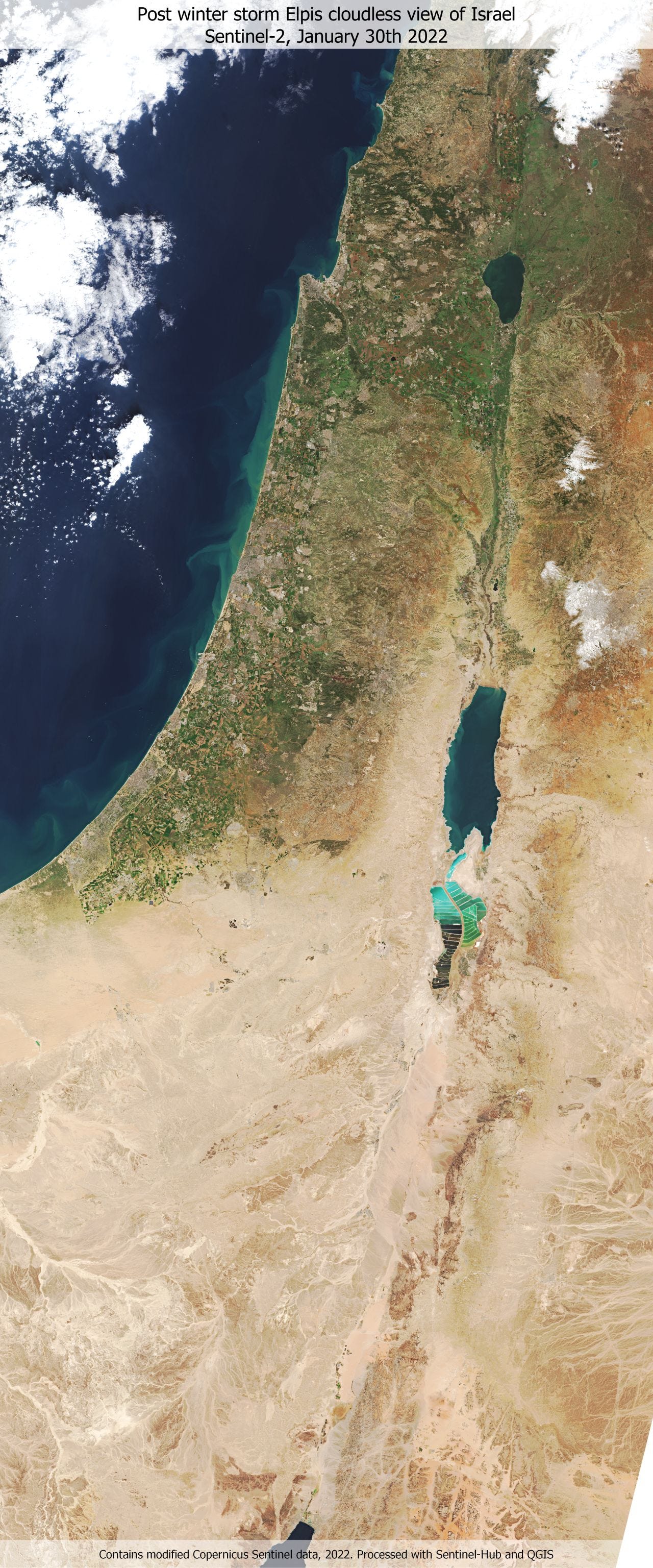 Post Winter Storm Elpis Satellite Image of Israel | by Harel Dan | Feb ...