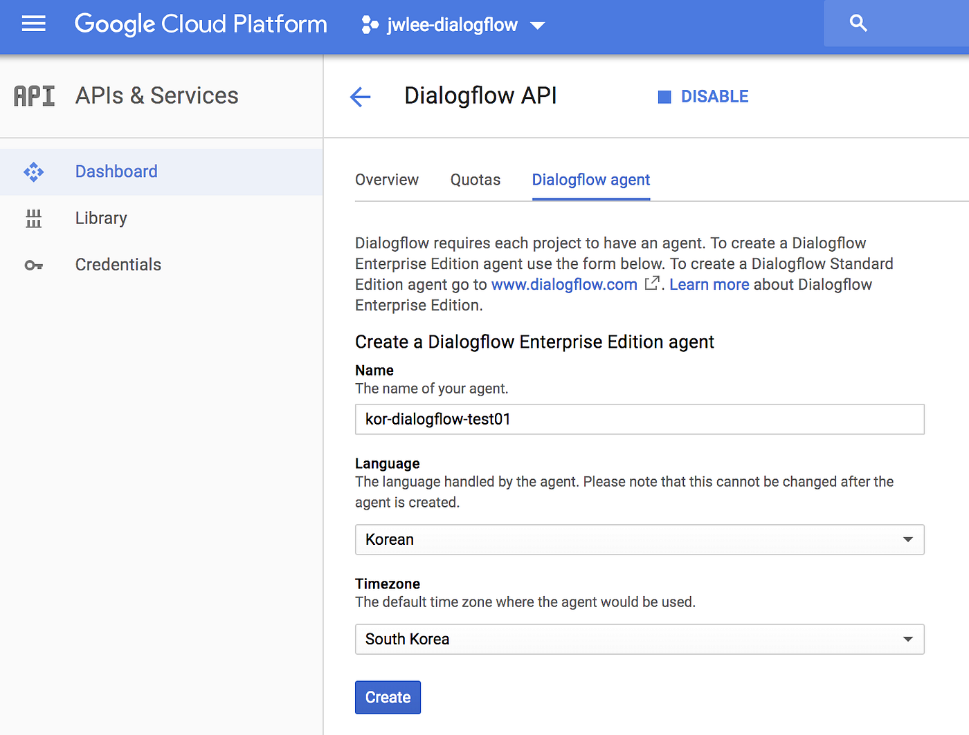 [GCP]Dialogflow 를 이용한 간단 챗봇 만들기. 안녕하세요 이정운 입니다. | by 이정운 (Jungwoon Lee) | Medium