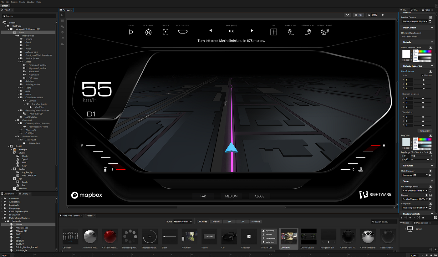 HD Vector Maps in Rightware’s Kanzi | by Mapbox | maps for developers