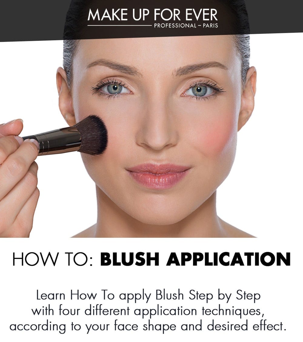 How to apply blush step by step with four different application ...
