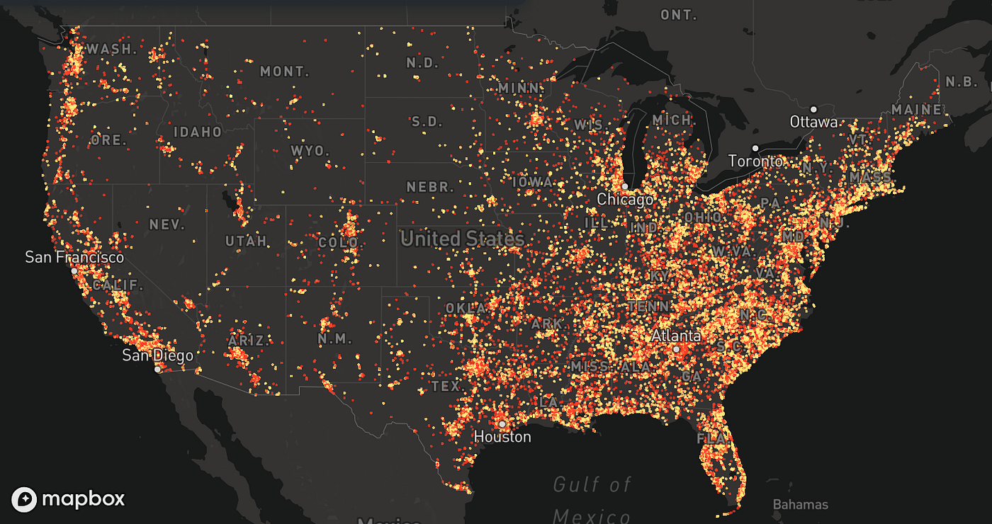 Visualizing gun violence in America | by Mapbox | maps for developers