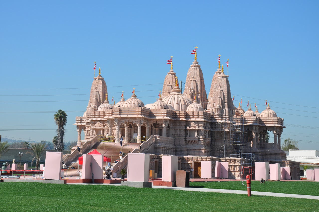It is a $100 million Hindu temple recently built near Hollywood in Los ...