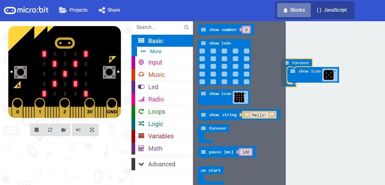 6 micro:bit LED examples using the blocks editor | by Get Electronics ...