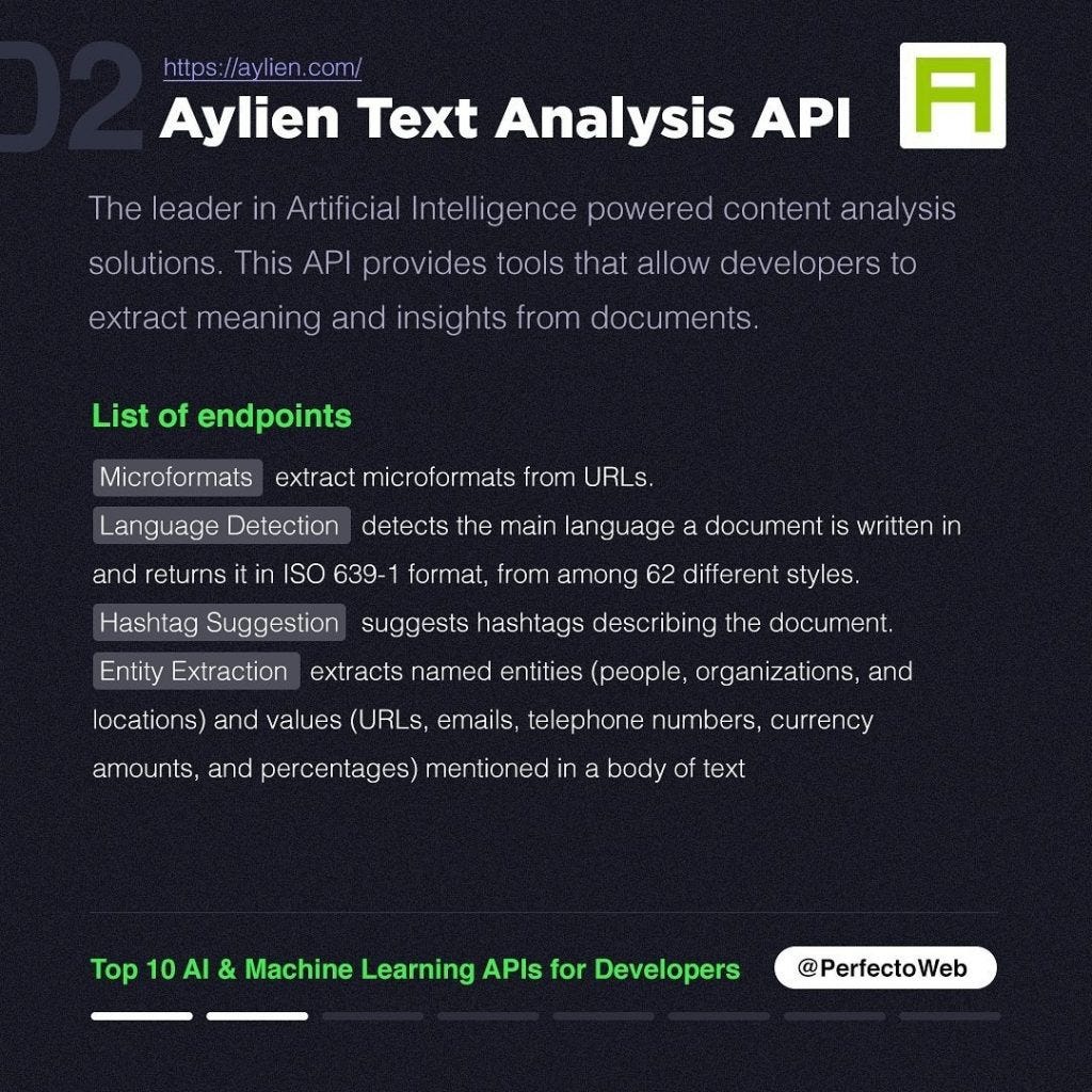 Top 10 AI & Machine Learning APIs | by Ruslan Galba | @hellotegra | Medium
