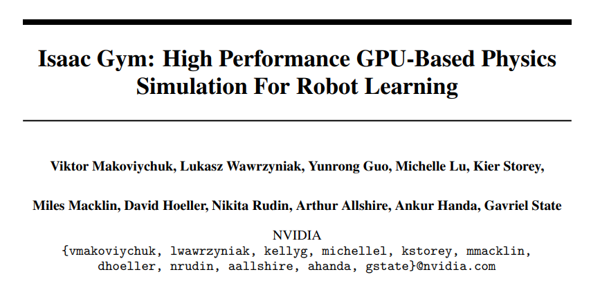 NVIDIA’s Isaac Gym: End-to-End GPU Accelerated Physics Simulation ...