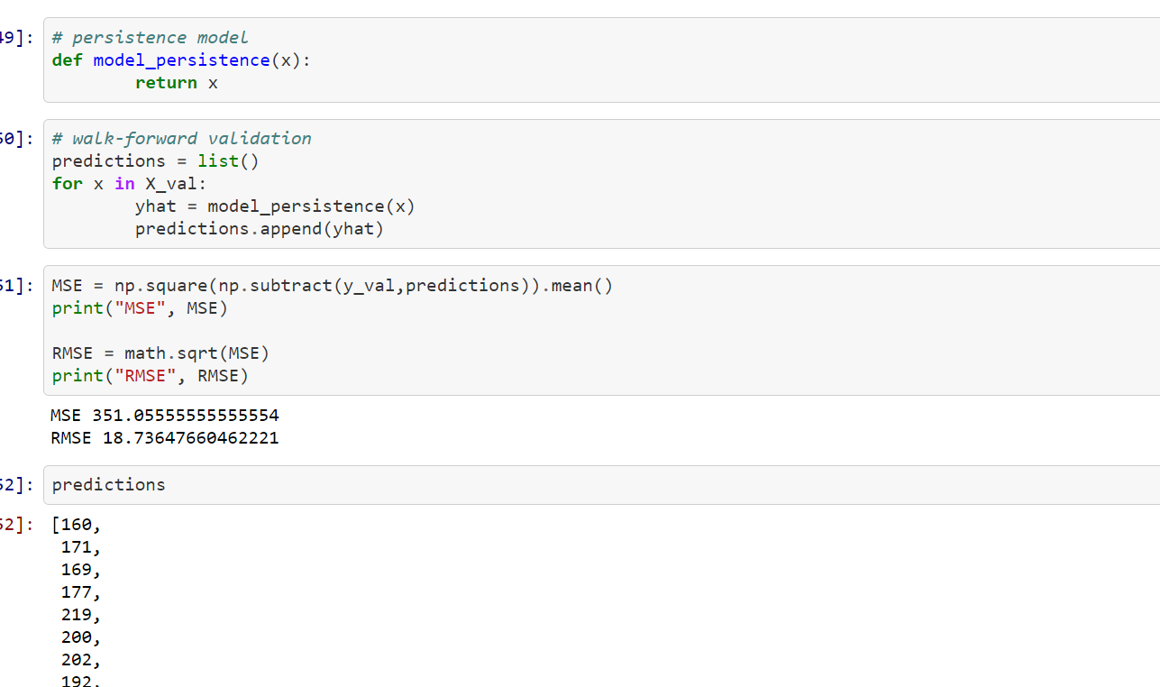 How to use a simple time series forecast on training data using numpy ...
