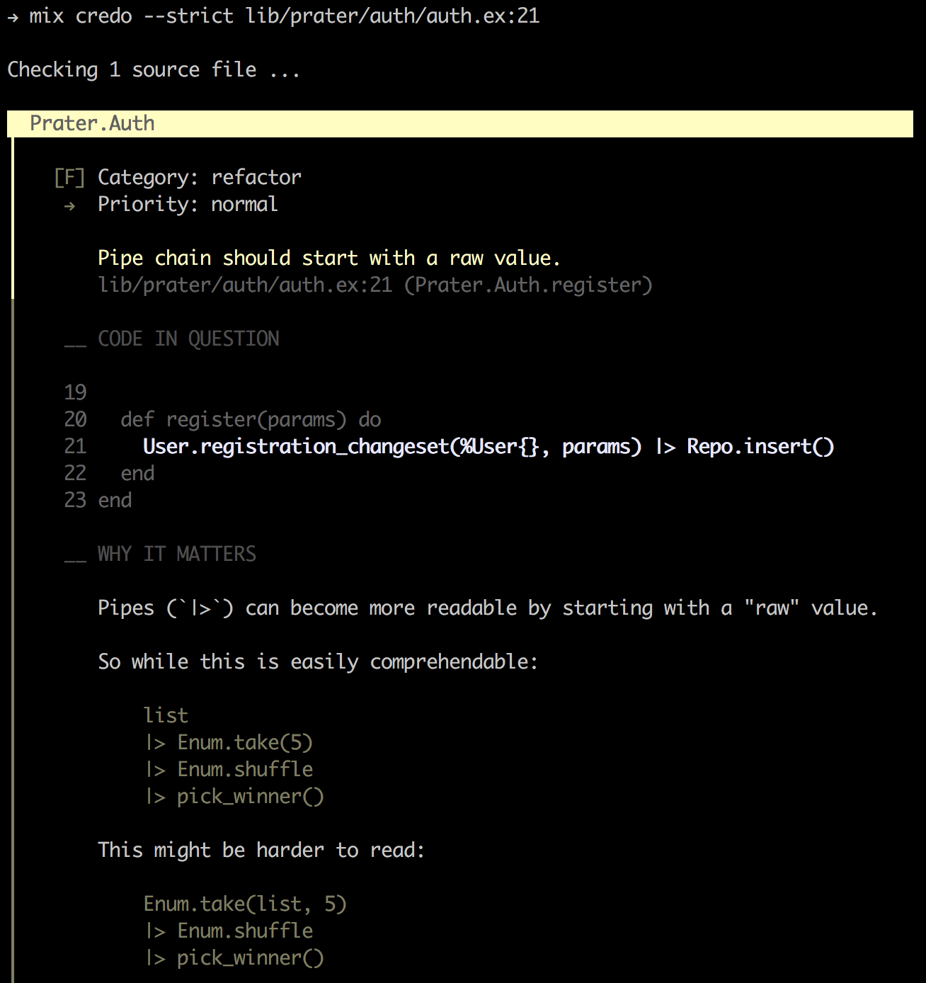 Using Credo to improve your Elixir code | by ck3g | Medium