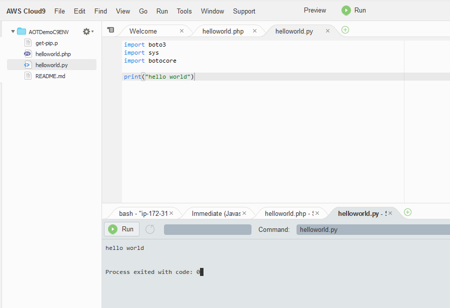 How to setup AWS Cloud9 IDE for phython php and Lambda | by awsontop education | Medium