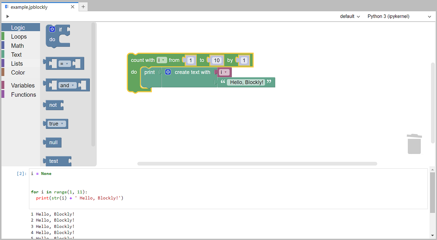 Visual Programming In Jupyterlab With Blockly By Denisa Checiu Jupyter Blog