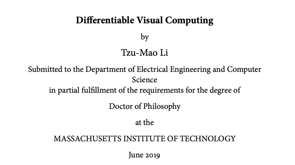 ACM SIGGRAPH 2020 Doctoral Dissertation Award Goes to MIT CSAIL’s Tzu ...
