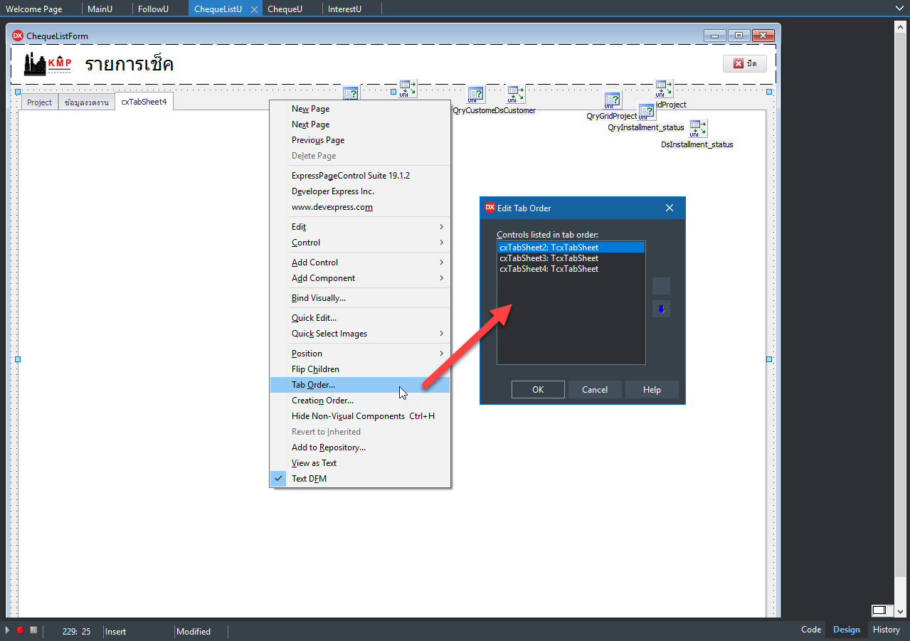 เปลี่ยนตำแหน่ง Tab ใน CxPageControl (Devexpress VCL) ใน Delphi | by Piyanat Nimkhuntod | Medium