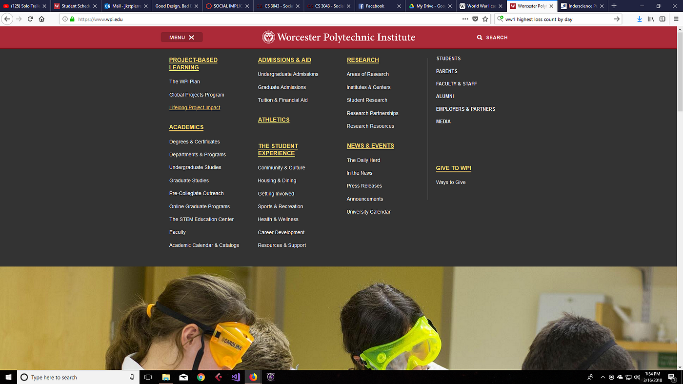 WPI Homepage Good Design Example. As a student at Worcester Polytechnic ...