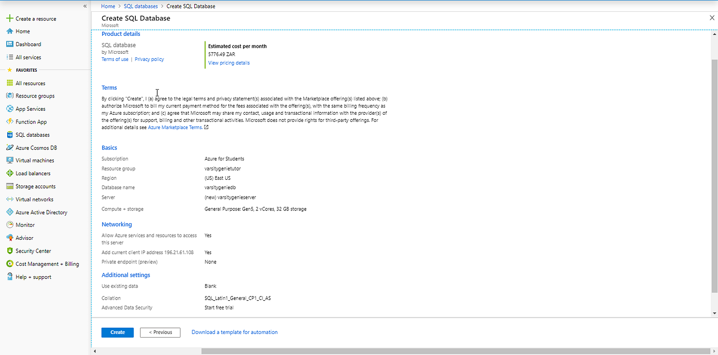 Deploying ASP.net MVC on Azure for students (Web App and SQL Database) | by Fanie Ndlovu | Fanie ...