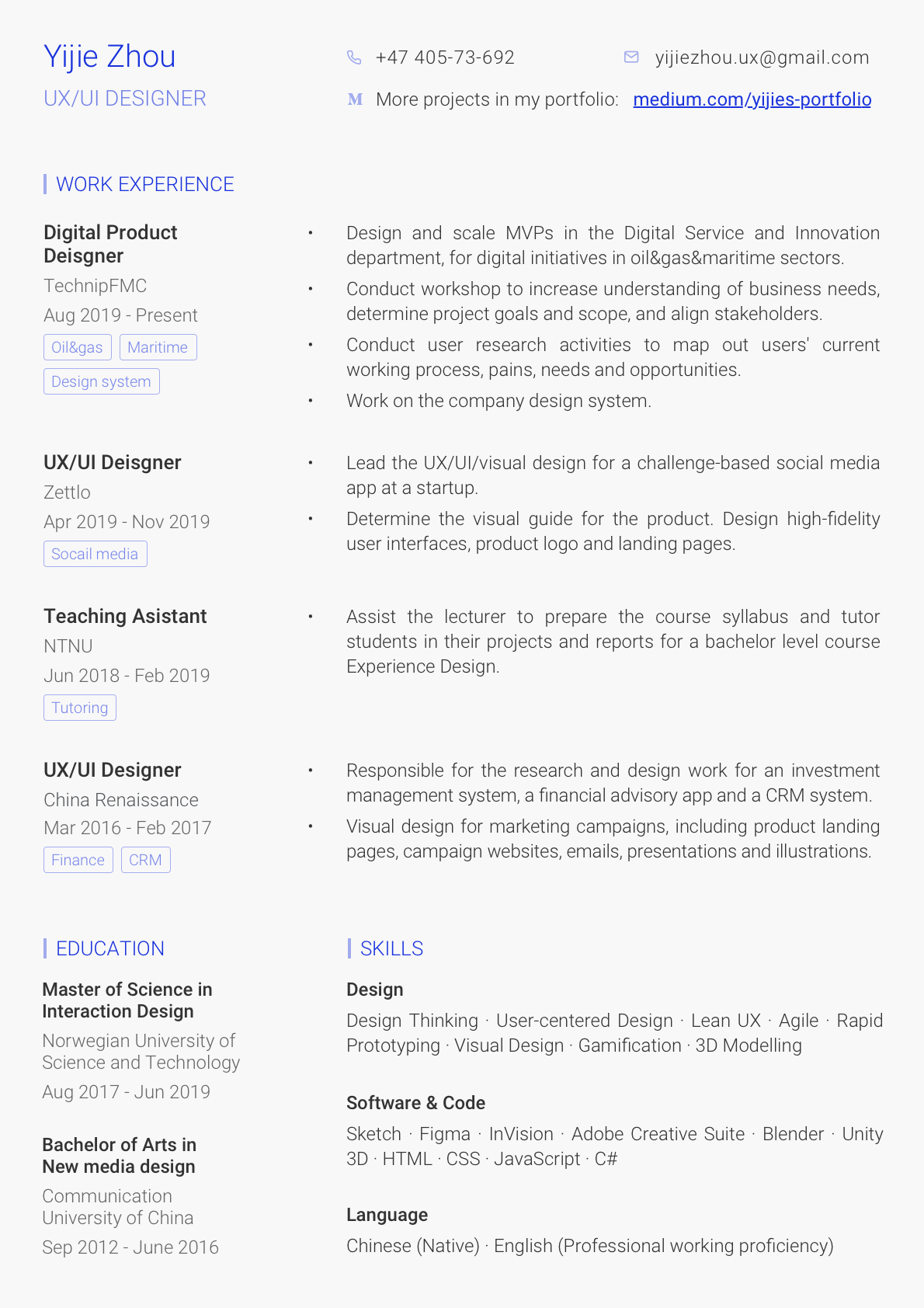 CV | Ni Hao! I’m Yijie. UX/UI Designer | by Zhou Yijie | Yijie’s ...