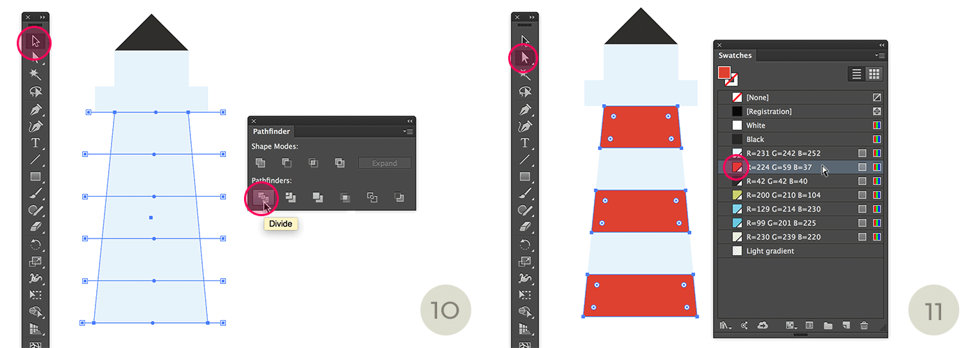Create a lighthouse in Adobe Illustrator | by Veerle Pieters | Prototypr