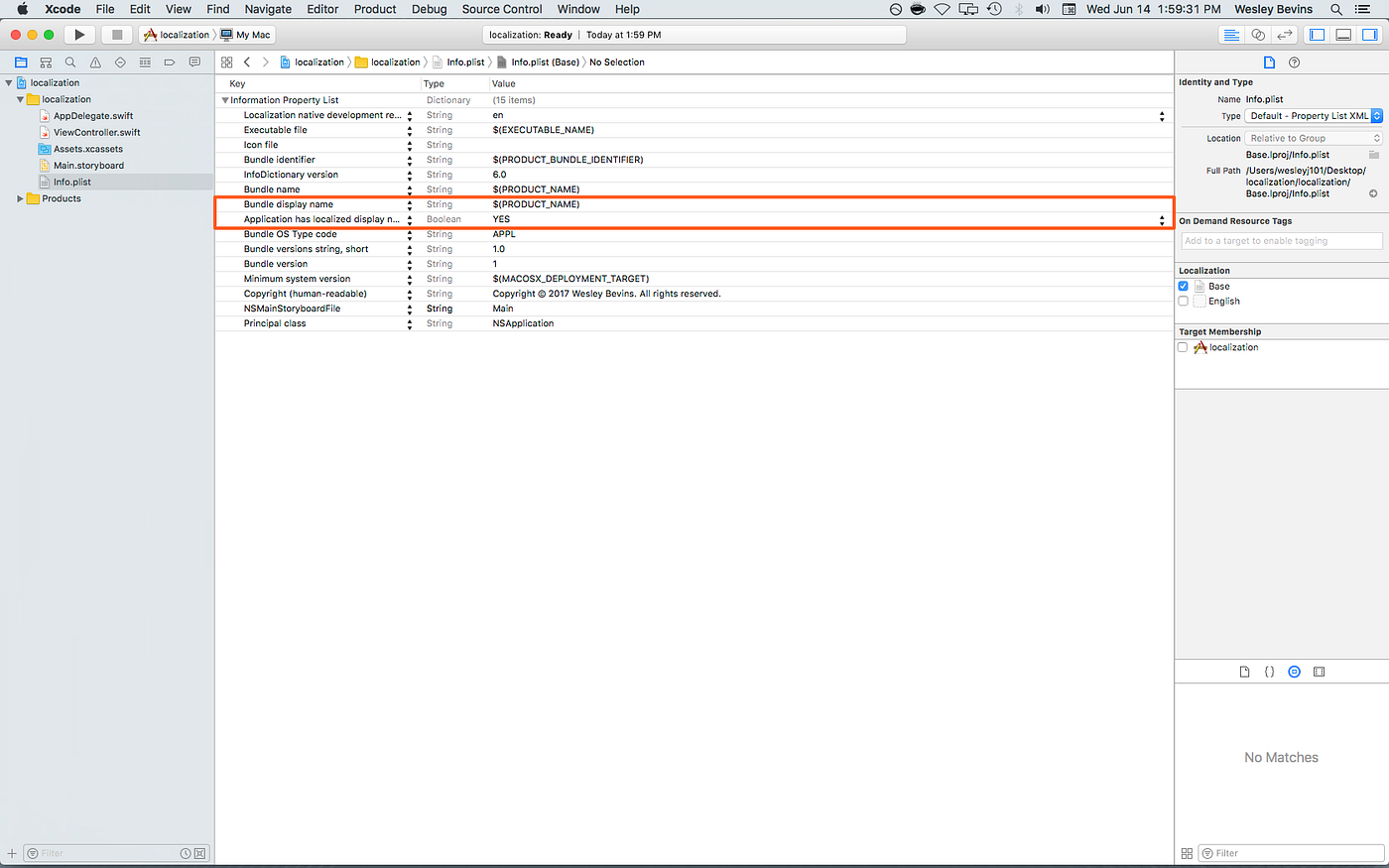 How to Localize your (i/watch/mac)OS Bundle Display Name | by Wesley Bevins | Medium