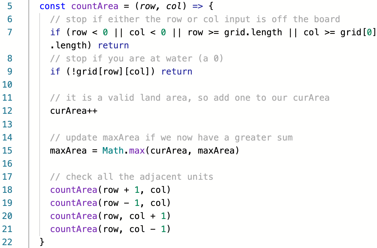 Looking for a JavaScript island?. The premise: you have a matrix that ...