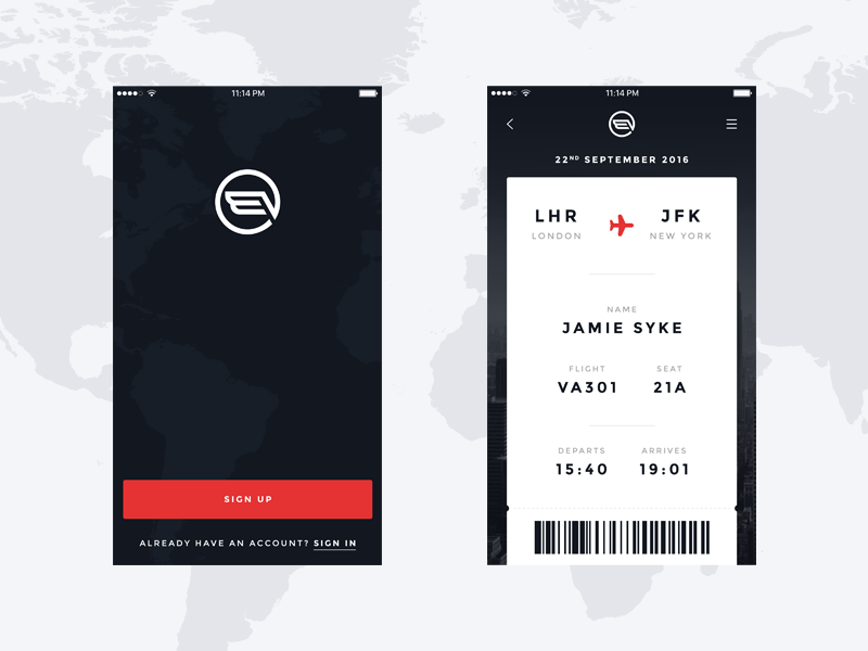 Boarding Pass UI Concepts by Dribbble Designers | by Emma Drews ...