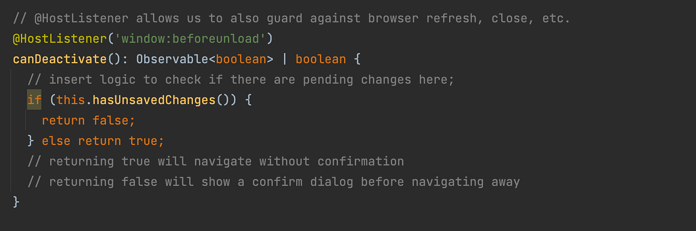 Confirmation for Unsaved changes -Angular - Gulnar Faganli - Medium