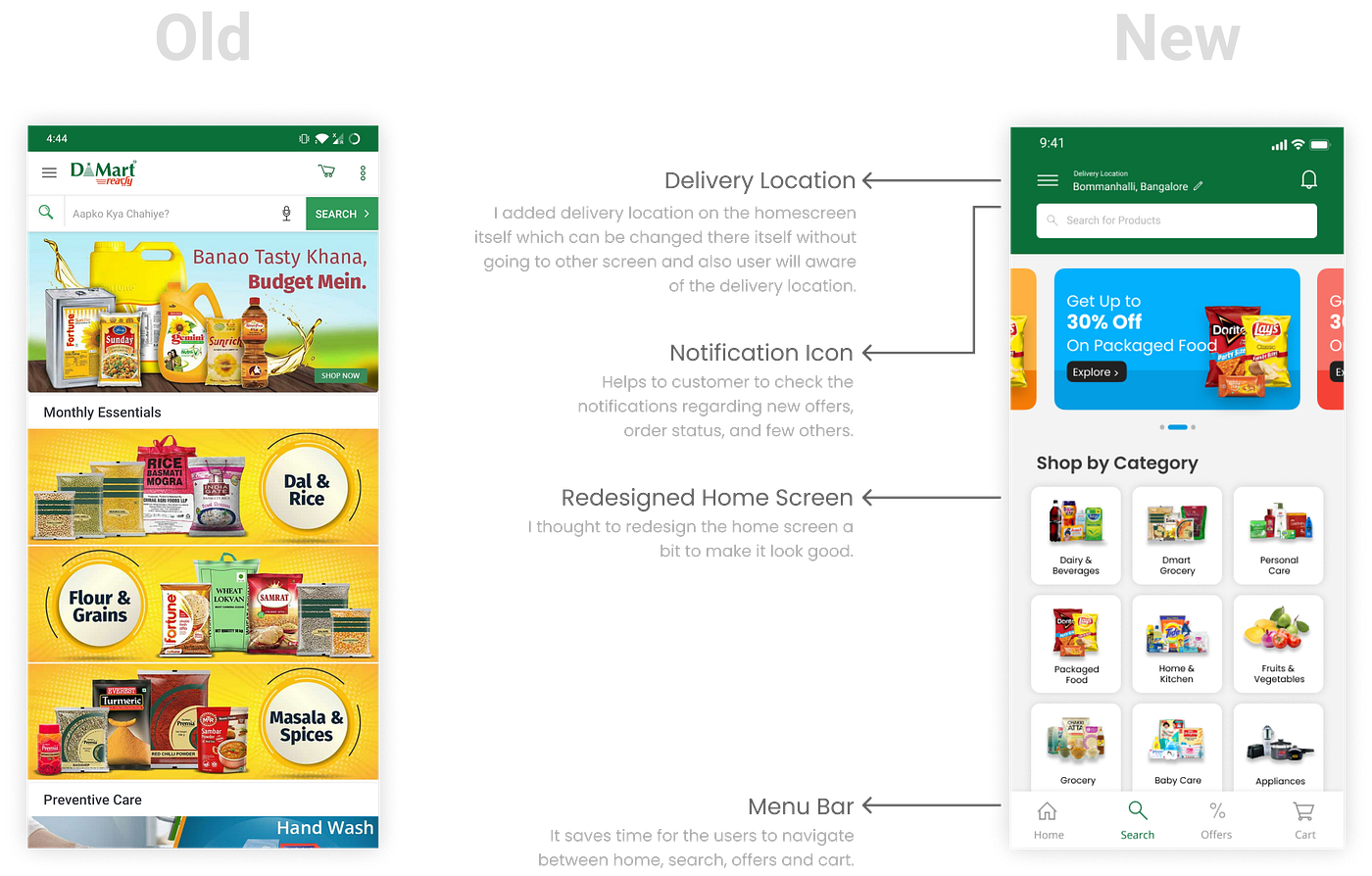 DMart Ready Online Grocery Shopping App Redesign — UI/UX Case Study ...