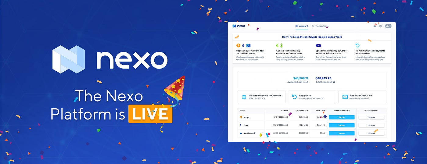Nexo Launches Platform for the World’s First Instant Crypto-backed ...