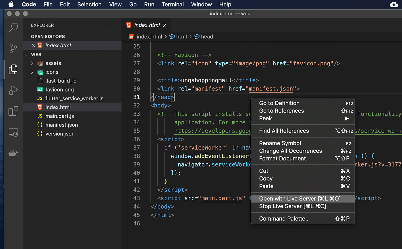 การทำ Live Server บน VS code - มาสเตอร์ อึ่ง - Medium