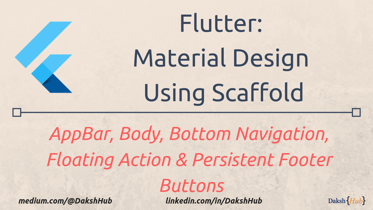 Flutter: Material Design Using Scaffold (AppBar, Body, Bottom Navigation, Floating Action ...