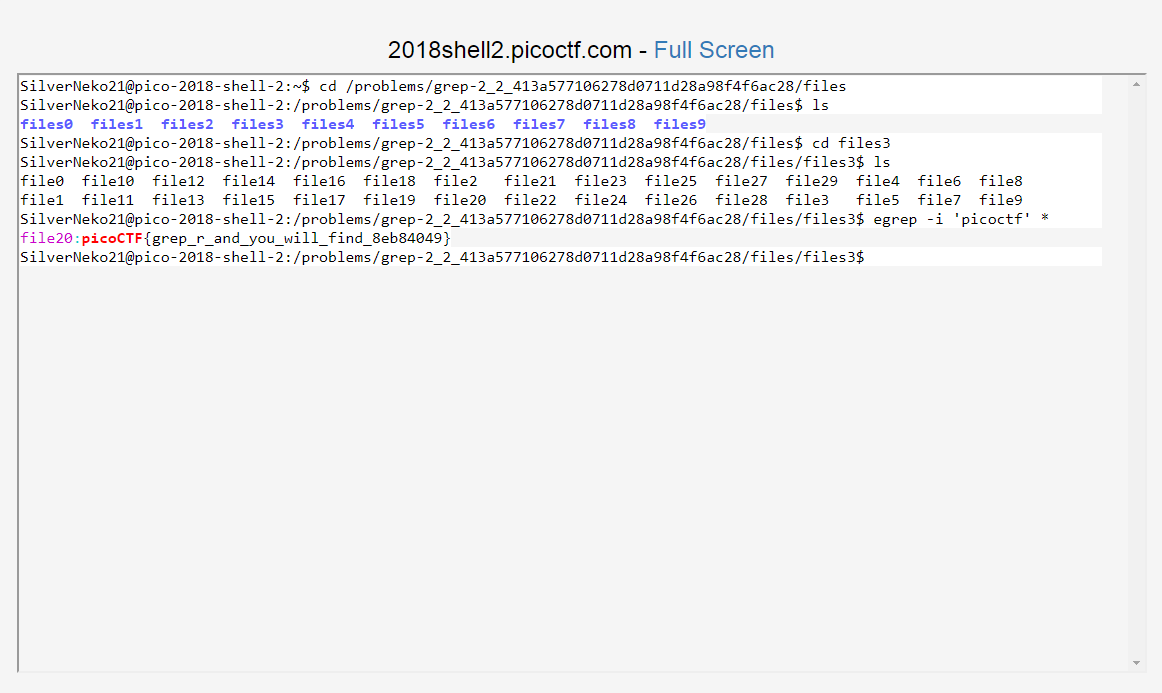 PicoCTF 2018: Grep 2 Solution. Located in the miscellaneous section… | by Silver | Medium