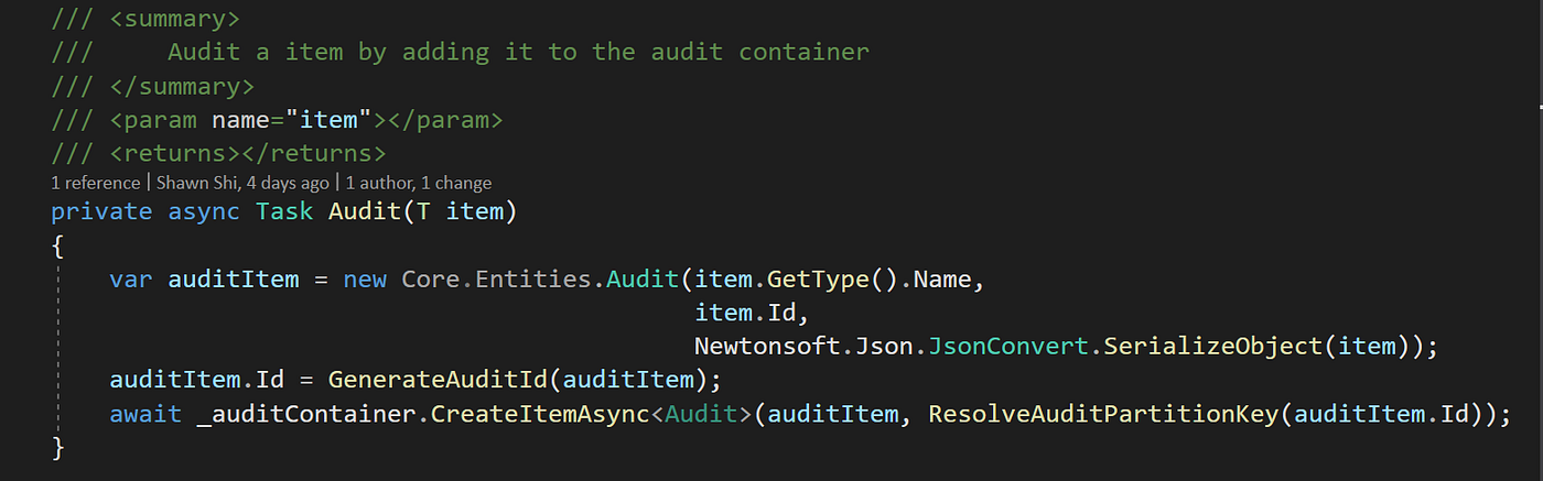 Clean Architecture — Audit Log Using Partitioned Repository Pattern With Cosmos DB | by Shawn ...