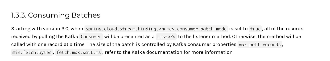 Consuming Messages In Batch Mode In Kafka Using Spring Cloud Stream Kafka Binder By