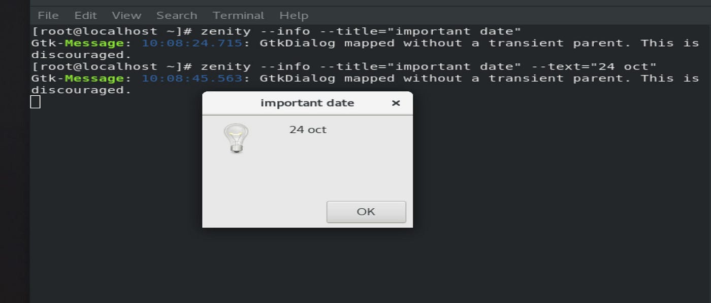 Zenity : command to display GTK+ dialogs | by Harish B | Medium