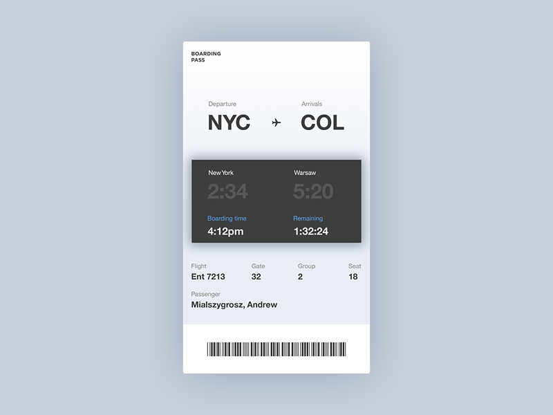 Boarding Pass UI Concepts by Dribbble Designers | by Emma Drews ...