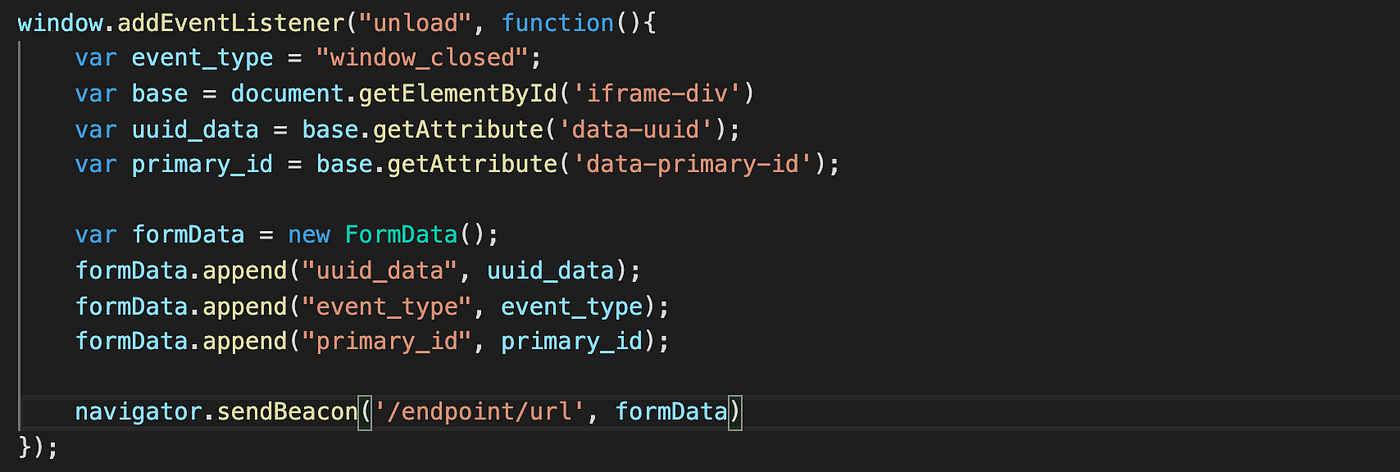 JavaScript’s sendBeacon(). Use sendBeacon() to send small bits of… | by Laura Nickerson | Medium