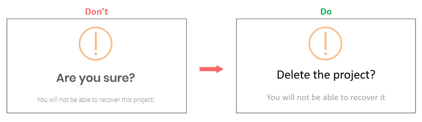 Are you sure you want to do this? Microcopy for confirmation dialogues | by Kinneret Yifrah | UX ...