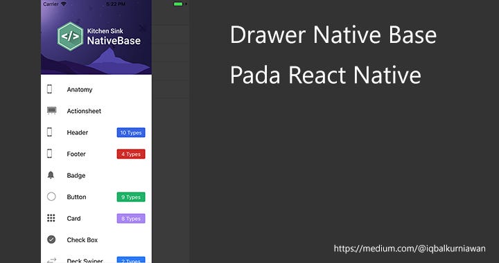 Membuat Drawer Pada React Native Dengan NativeBase | by Mochamad Iqbal K | Medium