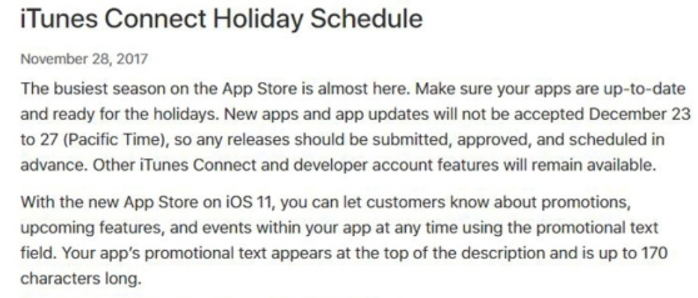 [Apple iOS] Apple Store Connect 2018년 연말 휴가 일정 | by Clint Jang | Medium