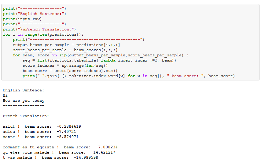 Tensorflow_addons seq2seq example using Attention and Beam Search | by ...