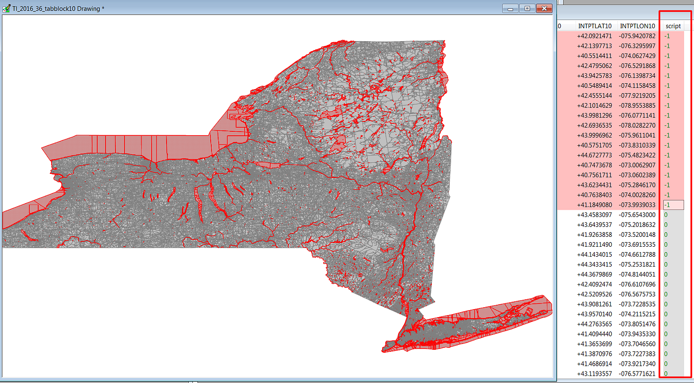 Create a US Coastline (New York) shapefile from Census Blocks, using ...