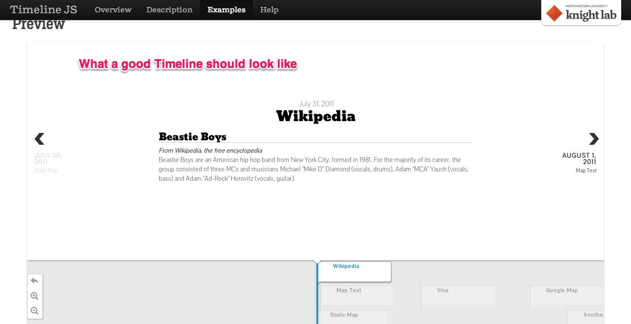 Timeline JS. An Exploration | by Andrew Wimbish | Medium