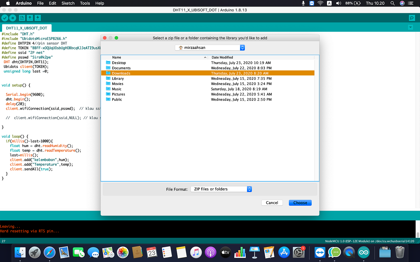 SETTING DHT DENGAN ARDUINO DAN WEB UBIDOTS | by Mirza Muhammad Ahsan | Medium