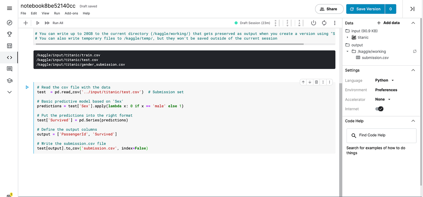 Getting started with Kaggle. Create a basic machine learning model ...