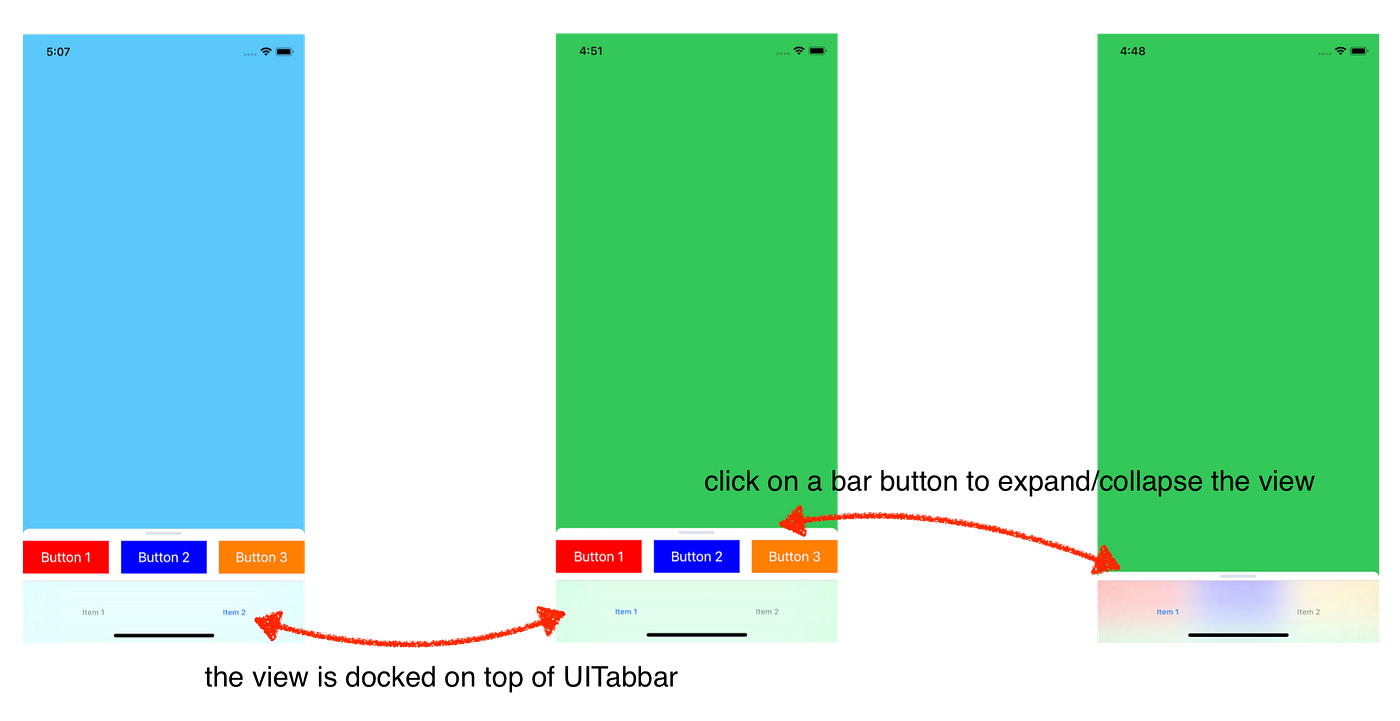 [iOS] Build an expandable/collapsible view on top of UITabbar | by Ta Hong Viet | Medium
