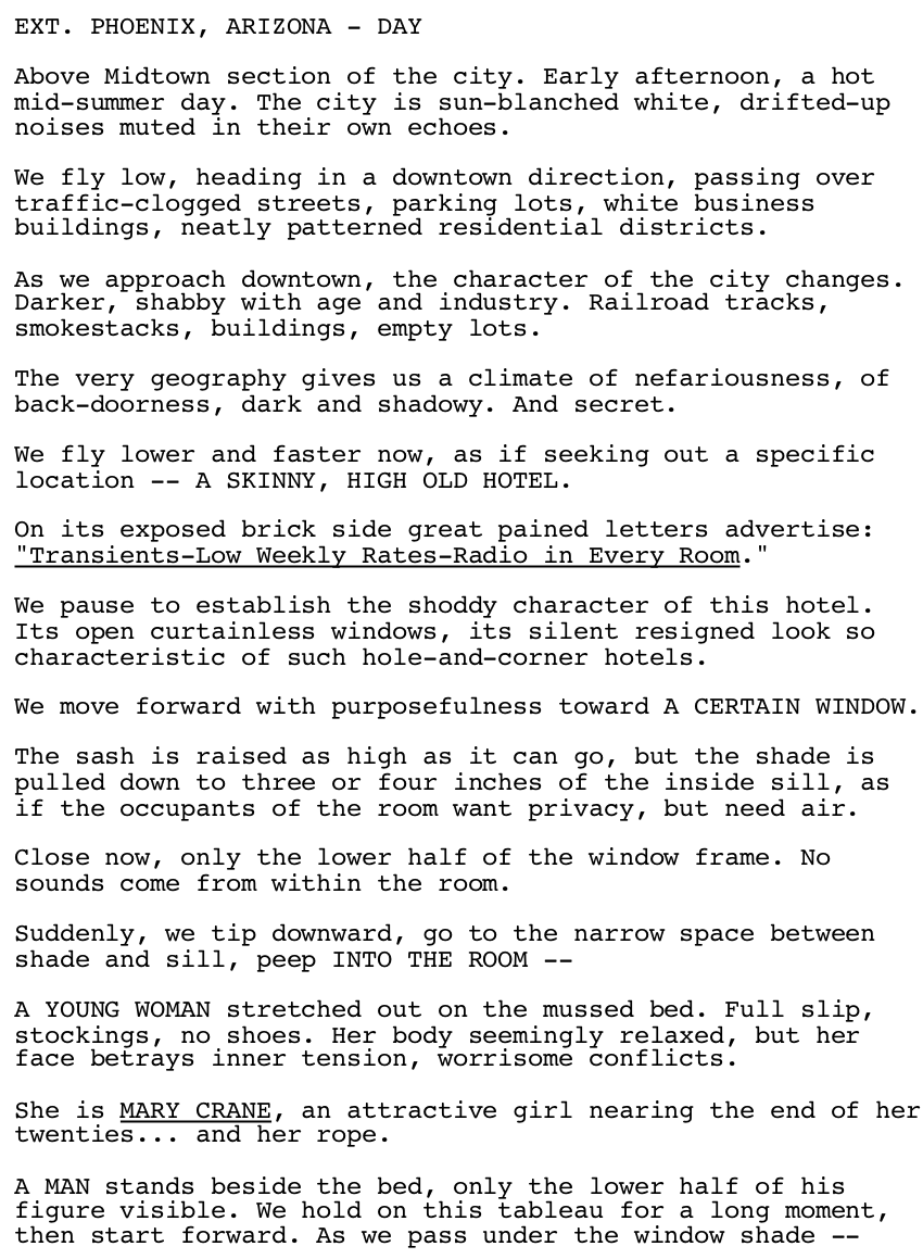 Page One: ‘Psycho’ (1960). Screenplay by Joseph Stefano, based on… | by ...