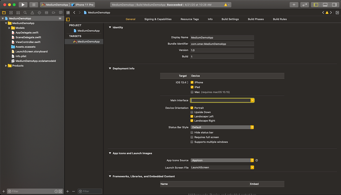 Create a New iOS Project without Storyboard | by Omer | Mac O’Clock | Medium